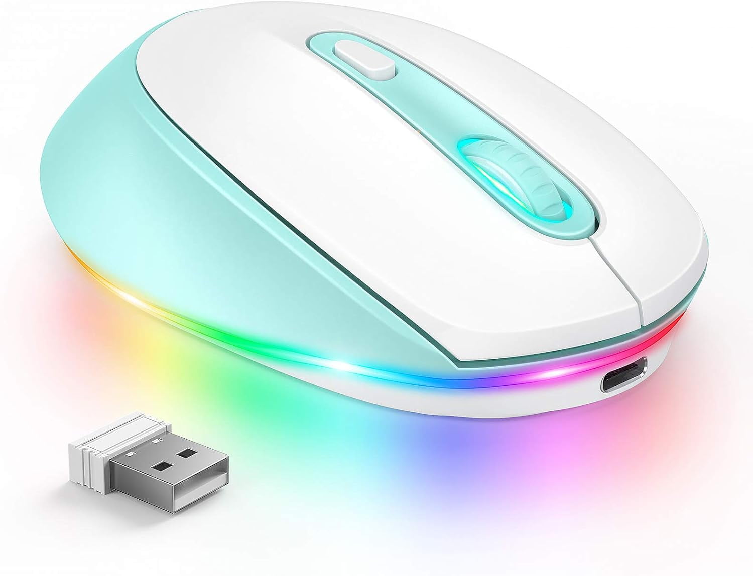 Rechargeable Wireless Mouse -Light Up Mouse for Laptop, Small Cordless ...