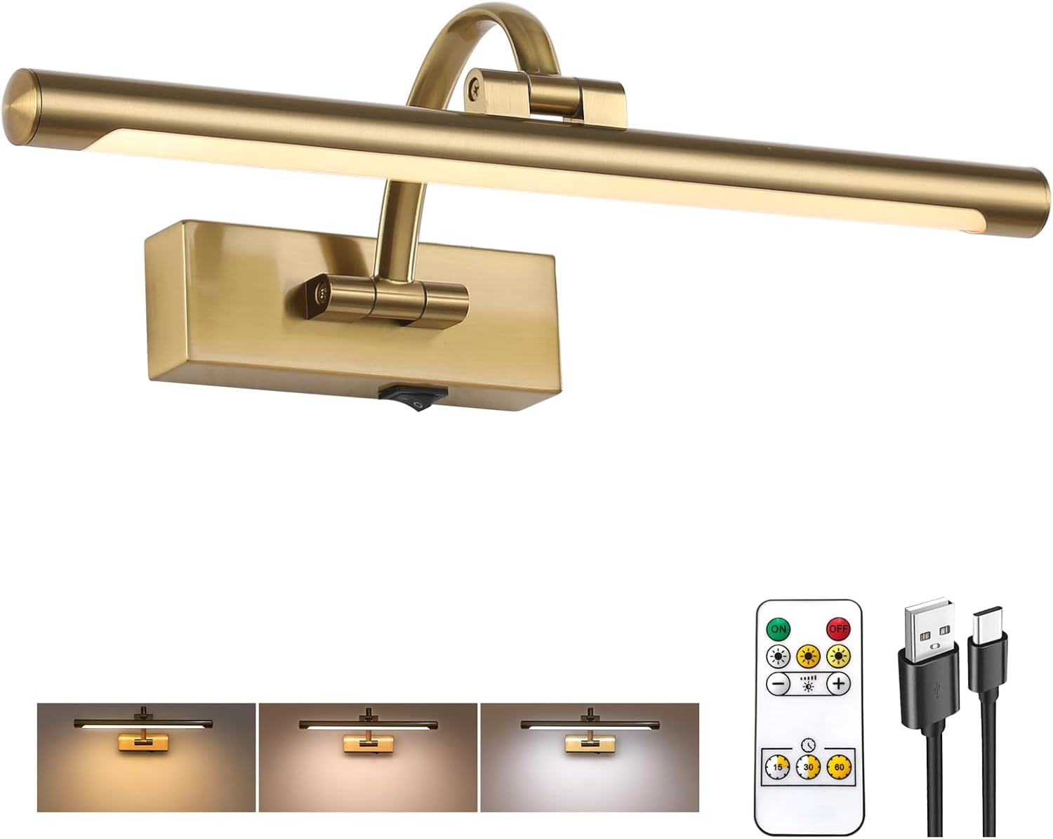 Rechargeable Wireless Picture Light for Art Display, Battery Operated ...