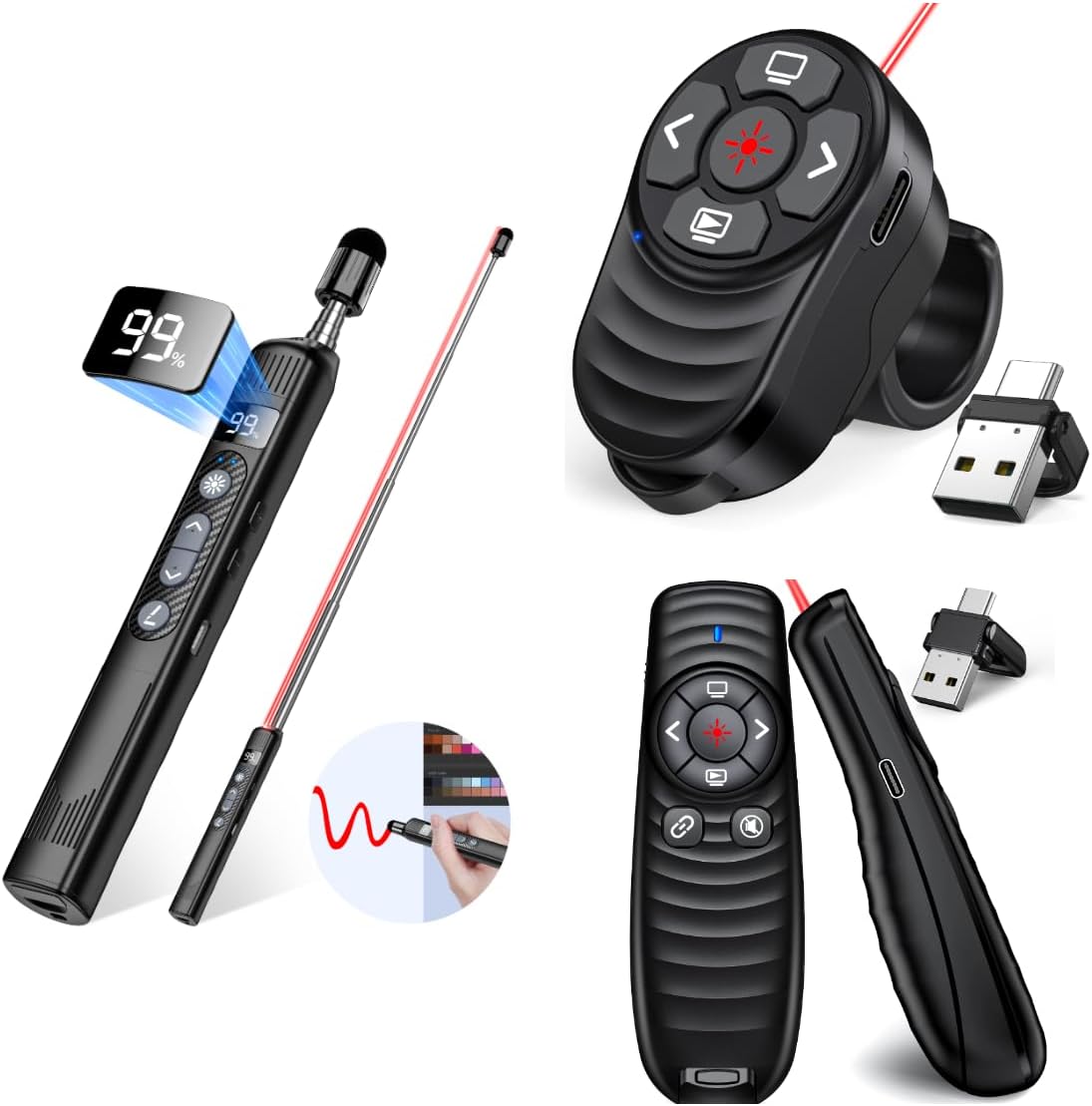 Rechargeable Wireless Presentation Clicker - Presenter Remote Slide ...