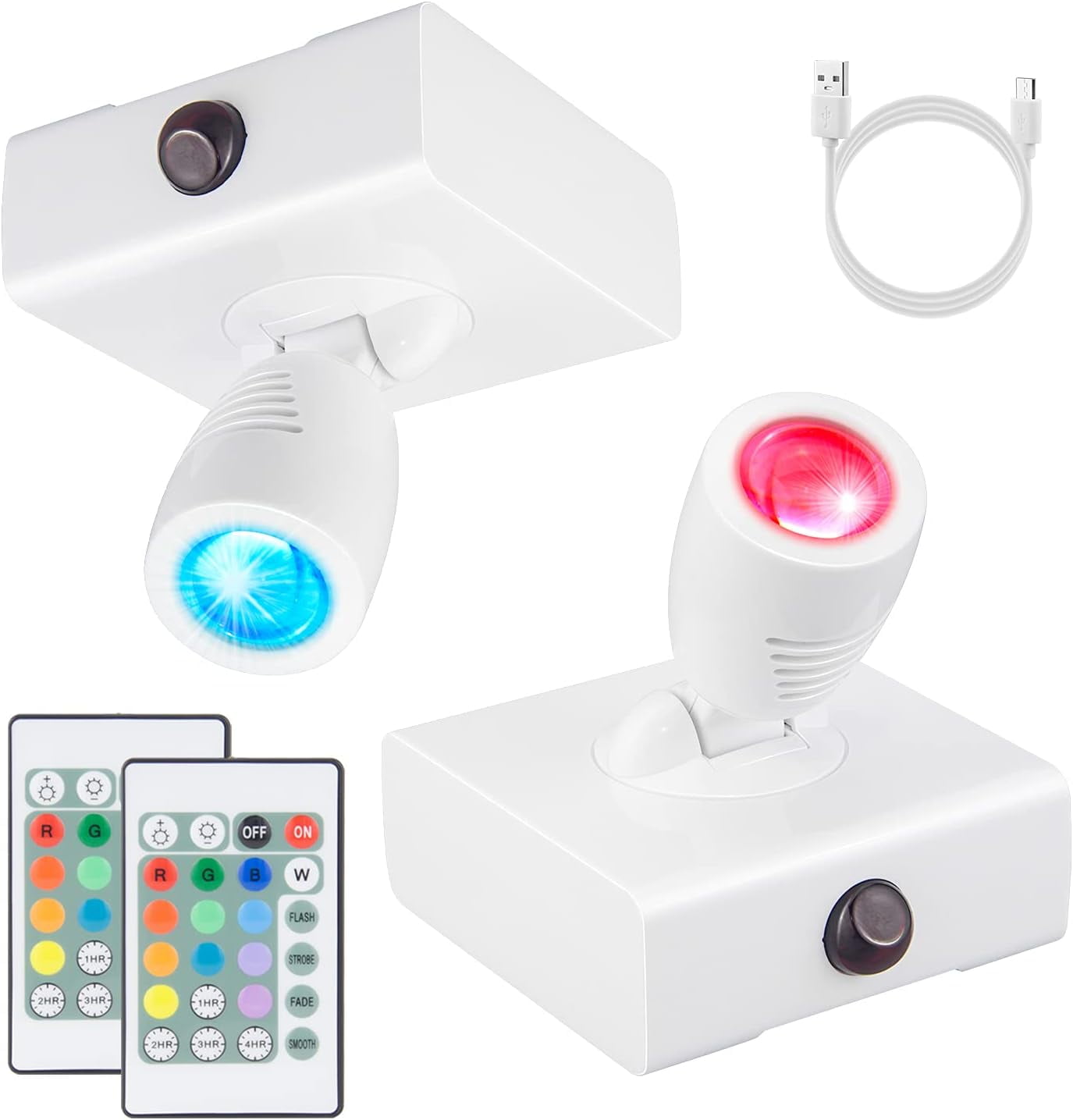 Rechargeable Wireless RGB Spotlight with Remote and Timer, Dimmable LED ...