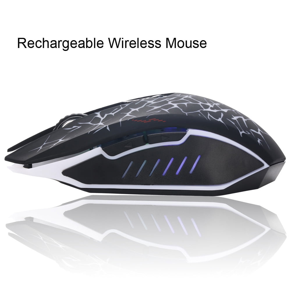 Rechargeable Wireless Silent LED Backlit USB Optical Ergonomic Gaming ...