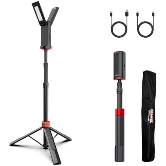 Rechargeable Work Light with Tripod Stand - 8000mAh 2200 Lumen Dual ...