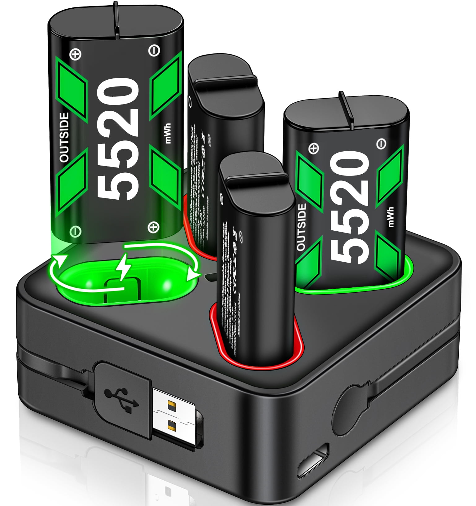 Rechargeable Xbox One Controller Battery Pack with 4x5520mWh for Xbox ...