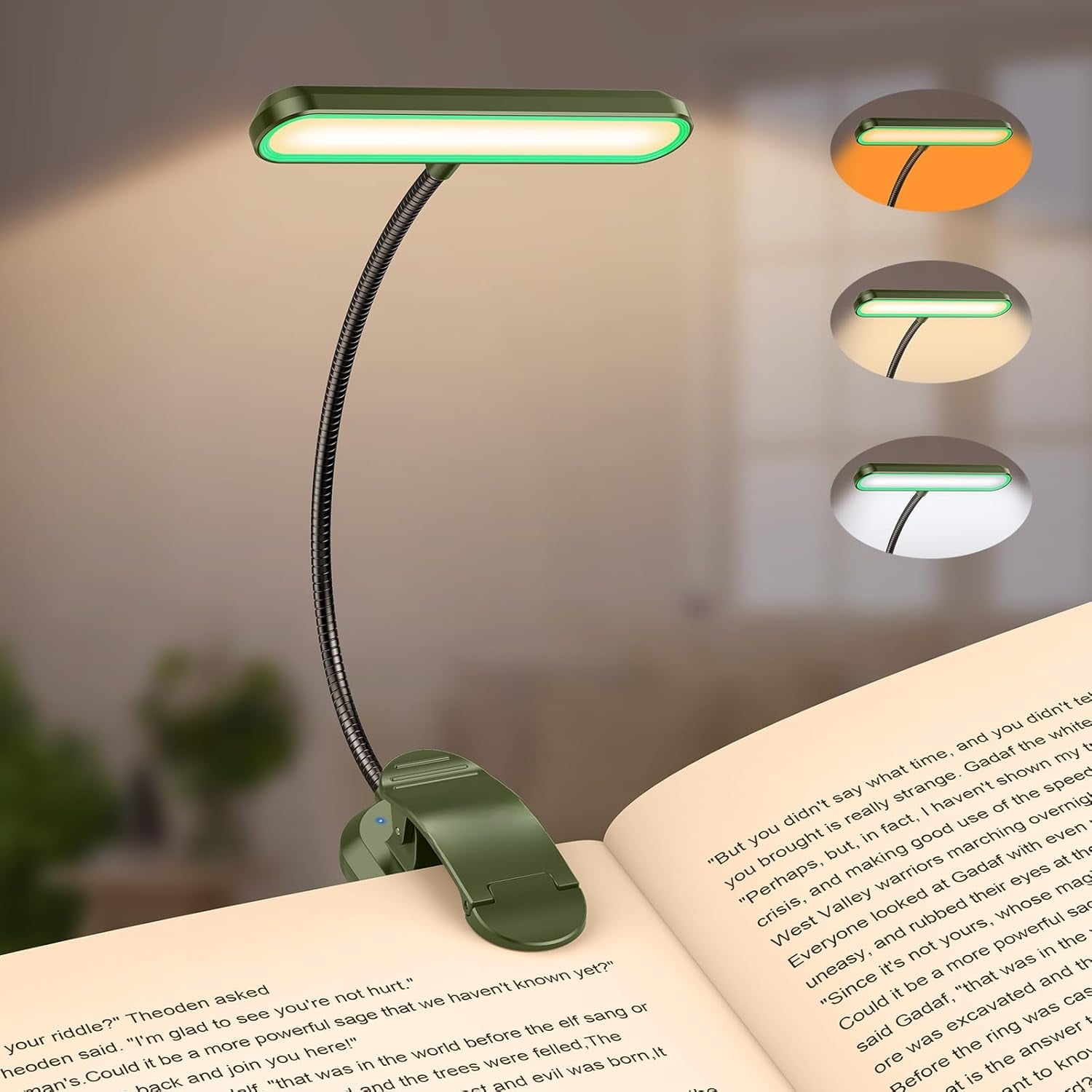 Rechargeable book light for reading in bed with 19 LEDs and memory ...