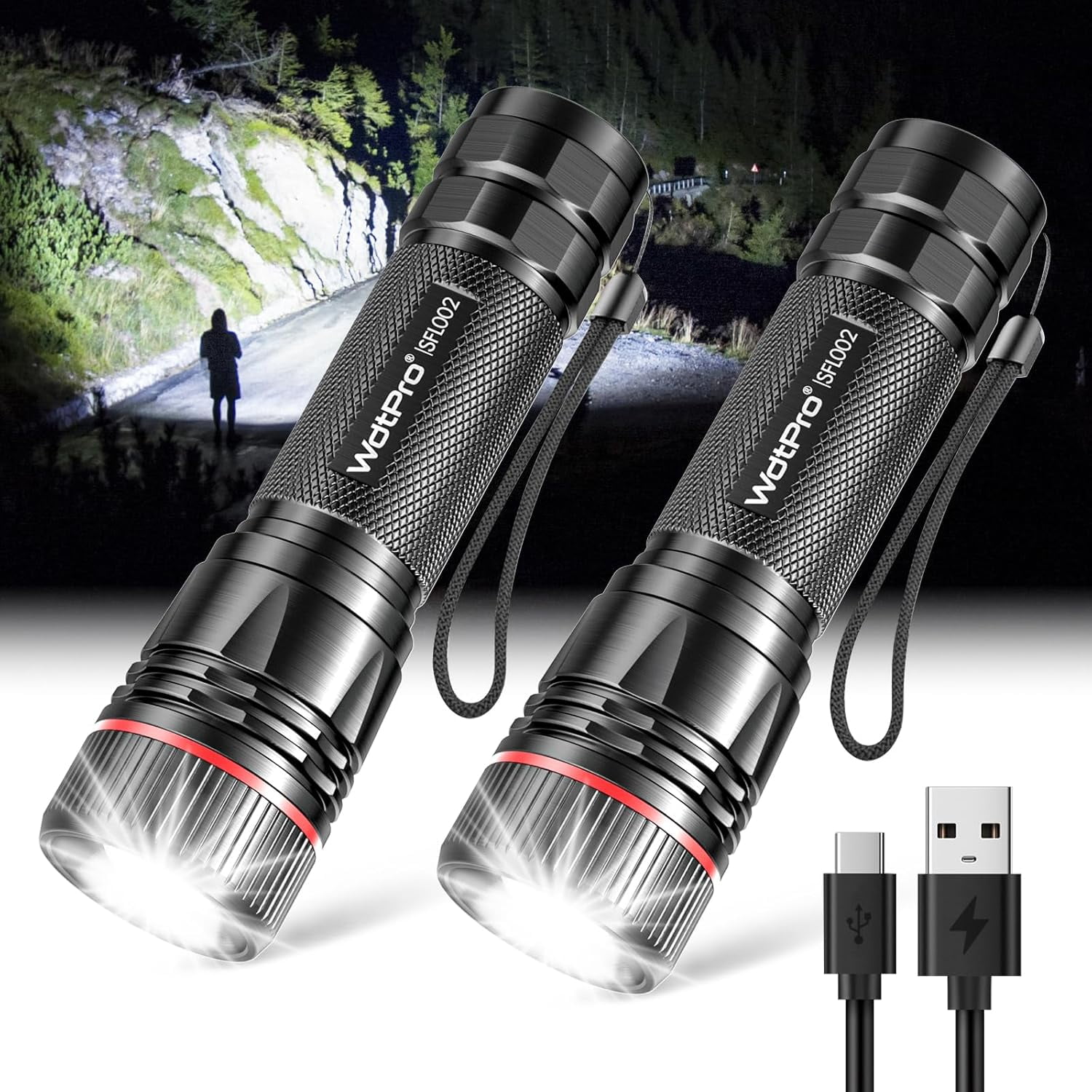 Rechargeable s High Lumens, 2 Pack 10H Long Lasting Super Bright EDC ...