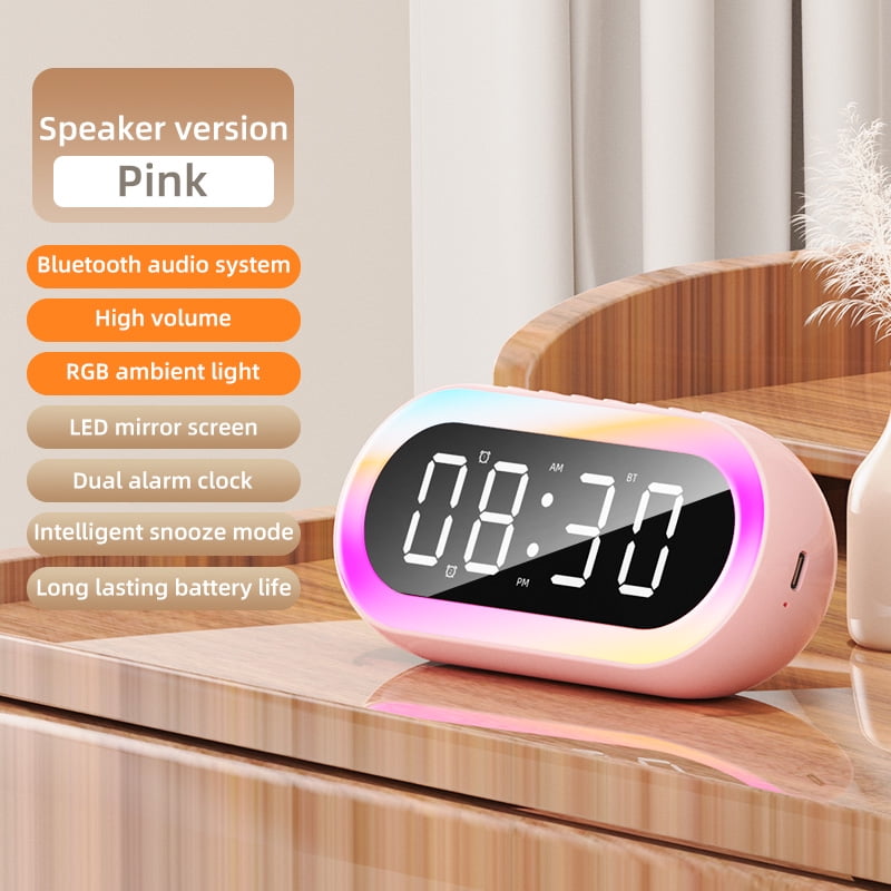 Rechargeble Alarm Clock RGB Mood Light 2 Alarm Loud Volume Wireless ...