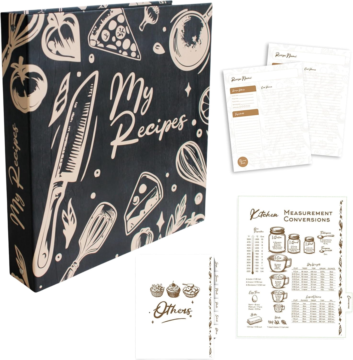 Recipe Binder Set. 3 Ring Recipe Binder 8.5”x11”, Recipe Book for Own ...