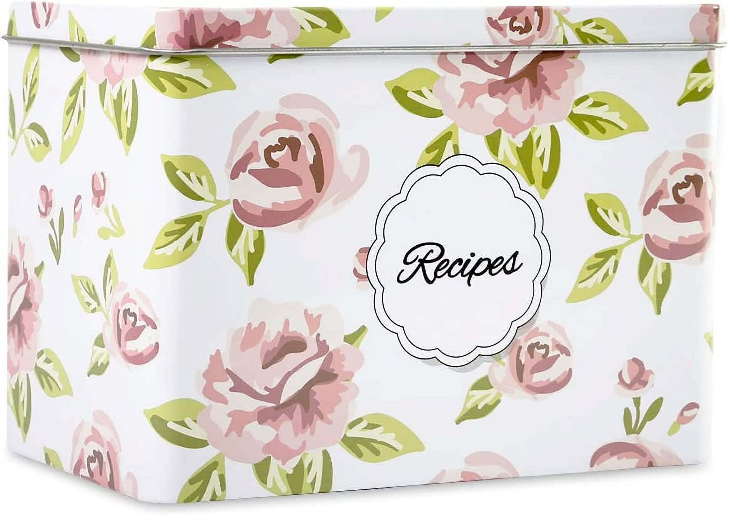 Recipe Box Gift Set With 4x6 Recipe Cards And Dividers,Vintage Metal ...