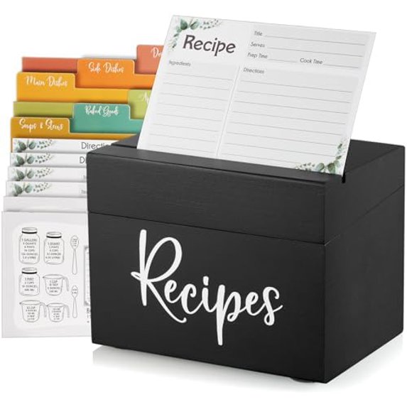 Recipe Box, Recipe Organizer with 100 Recipe Cards & Dividers, 4x6 ...