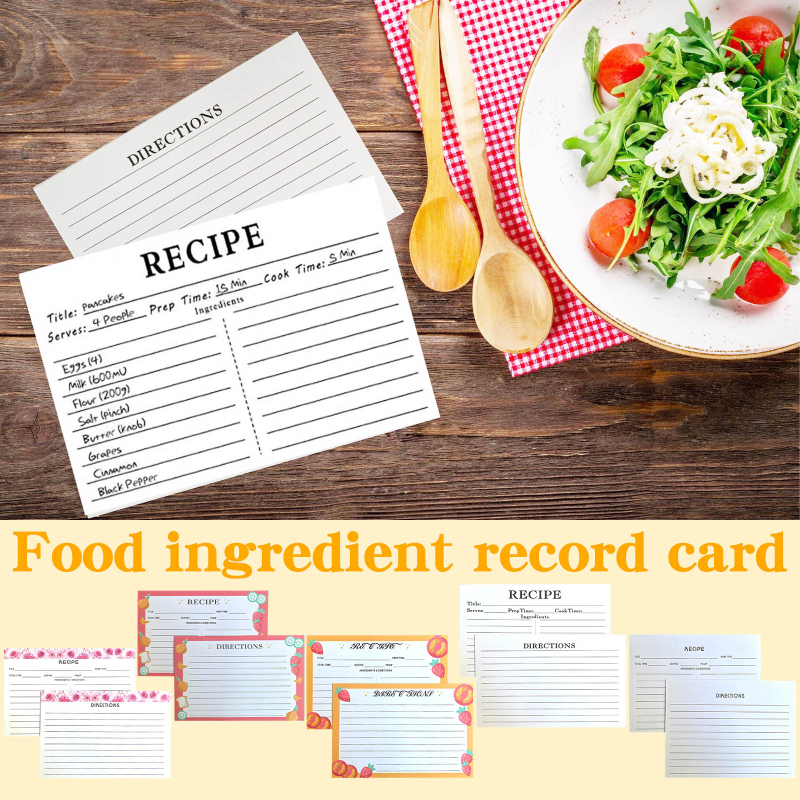 Recipe Card Food Ingredient Record Card Art Paper, Kitchen Organization ...