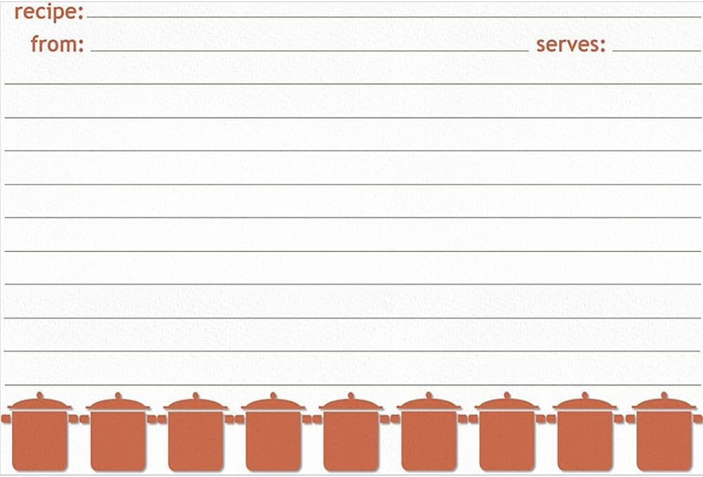 Recipe Card Set, 25 4 x 6 recipe cards - Copper/Brown design from ...