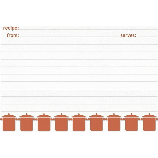 Recipe Card Set, 25 4 x 6 recipe cards - Copper/Brown design from ...