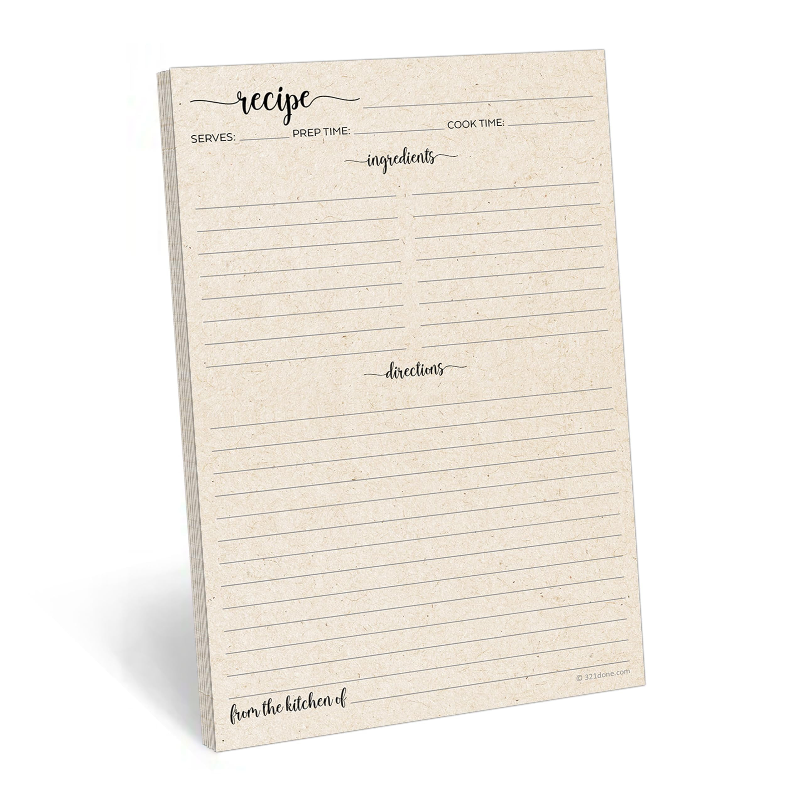 Recipe Paper, Made in USA - 5.5x8.5 Tan, Blank Recipe Paper to Write in ...