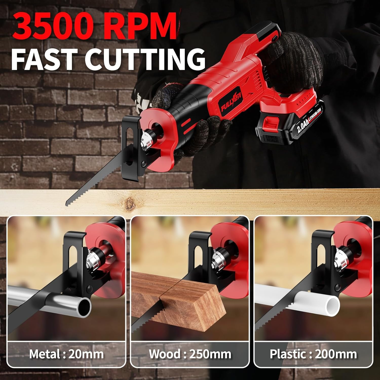 Reciprocating Saw Cordless, Brushless Reciprocating Saw 0-3500 SPM ...