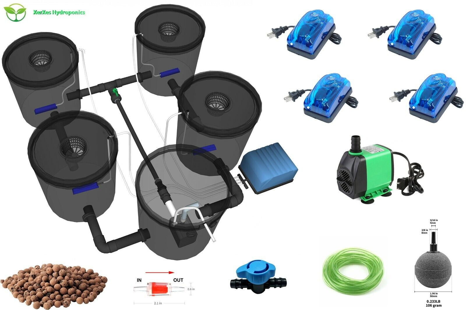 Recirculating Deep Water Culture RDWC Hydroponic System,5 Gallon [Set ...
