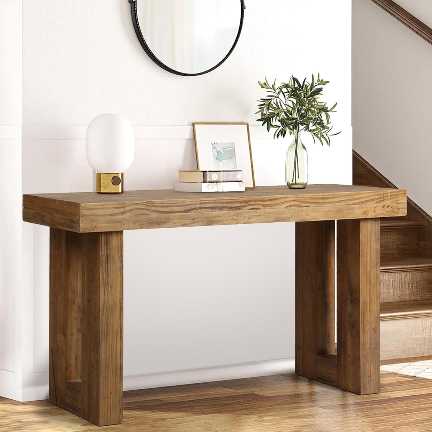 Reclaimed Solid Wood Console Table, 59" Long Farmhouse Entryway Table ...