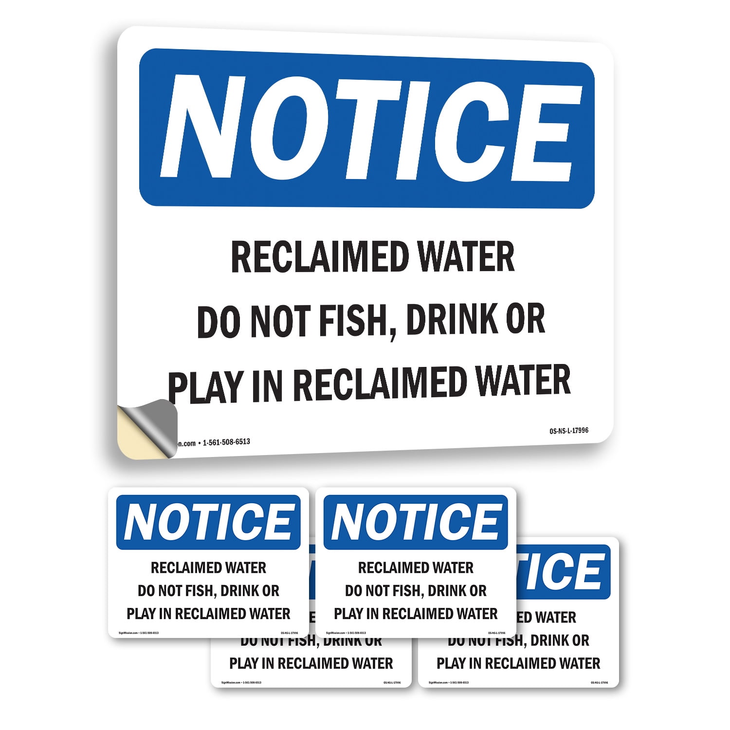 Reclaimed Water Do Not Fish Drink Or Play OSHA Notice Vinyl Decal Label ...