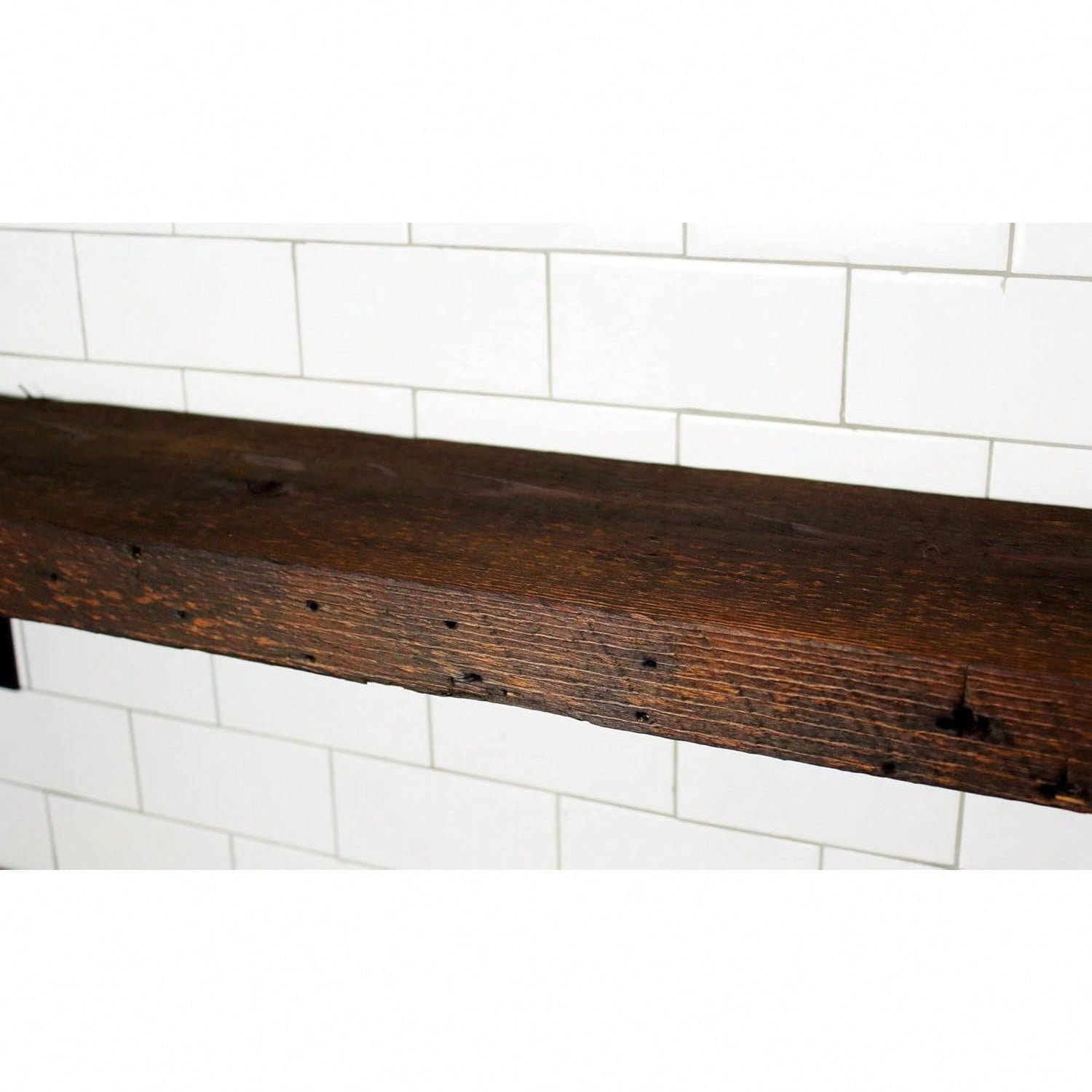 Reclaimed Wood Wall Shelf With Steel Angle Brackets | Rustic Decoration ...