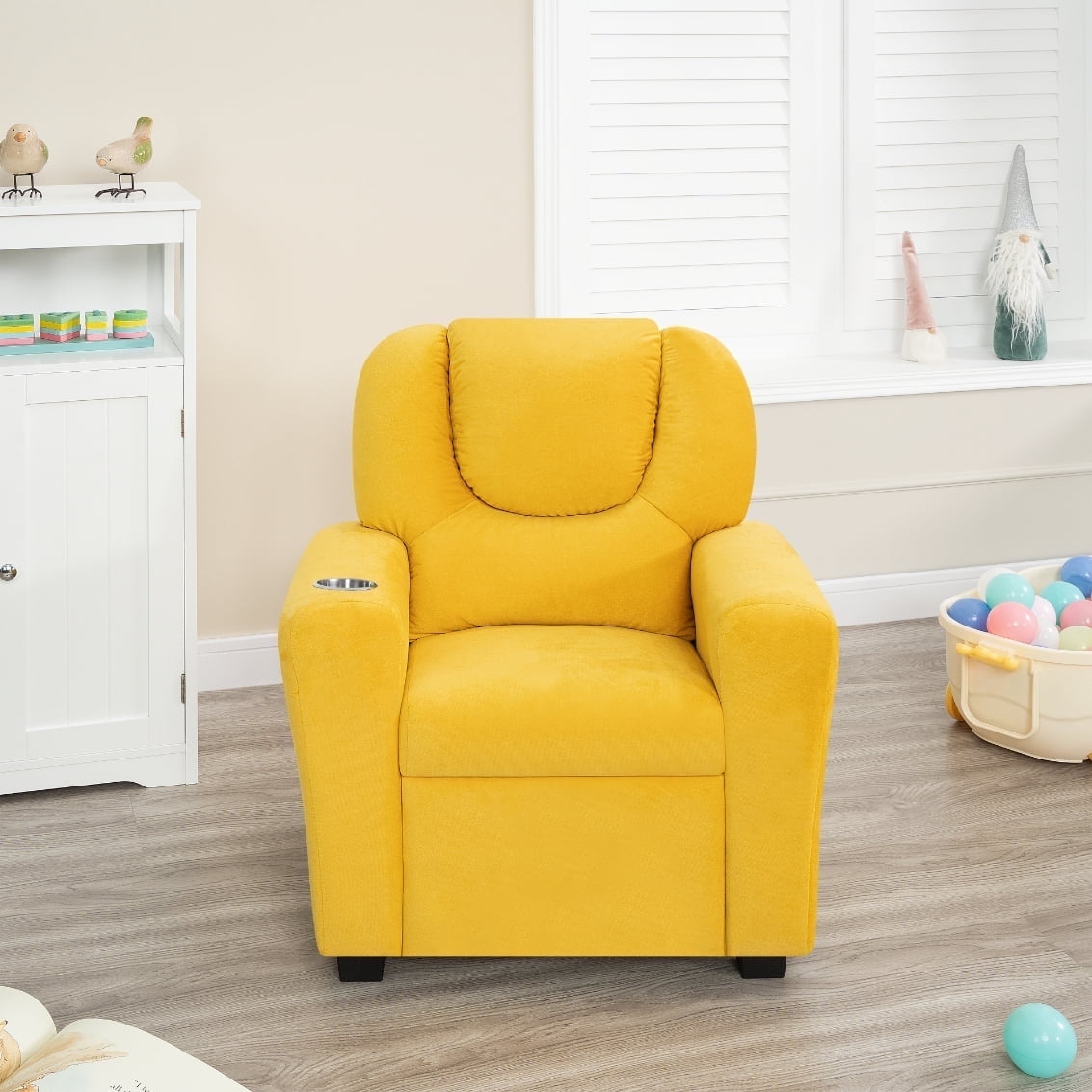 Naomi Home Kids' Recliner Chair, Suri Push Back with Footrest & Cup ...