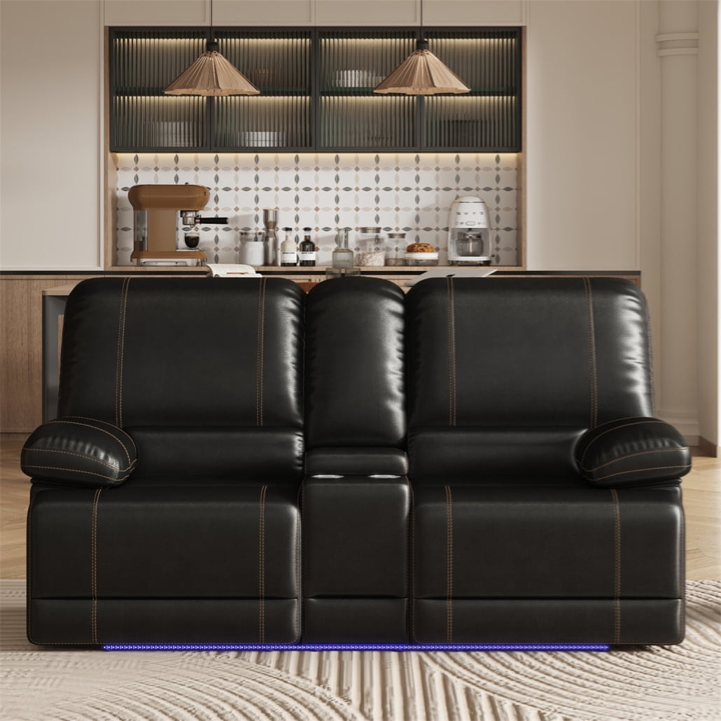 Recliner, 2 Seats Recliner Chair with Cup Holders and Storage Box ...