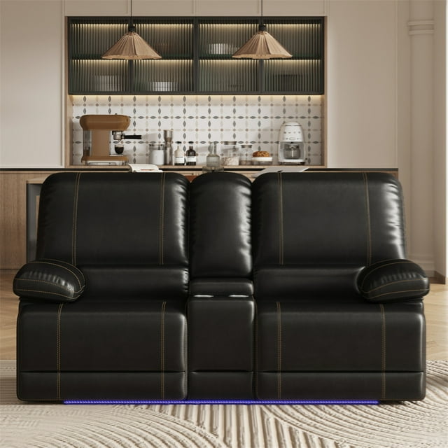 Recliner, 2 Seats Recliner Chair with Cup Holders and Storage Box ...