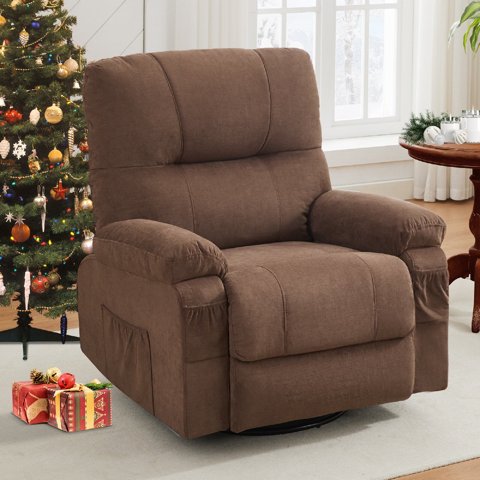 Recliner Chair,360 Degree Rotating Swing Single Sofa Chair with Side ...