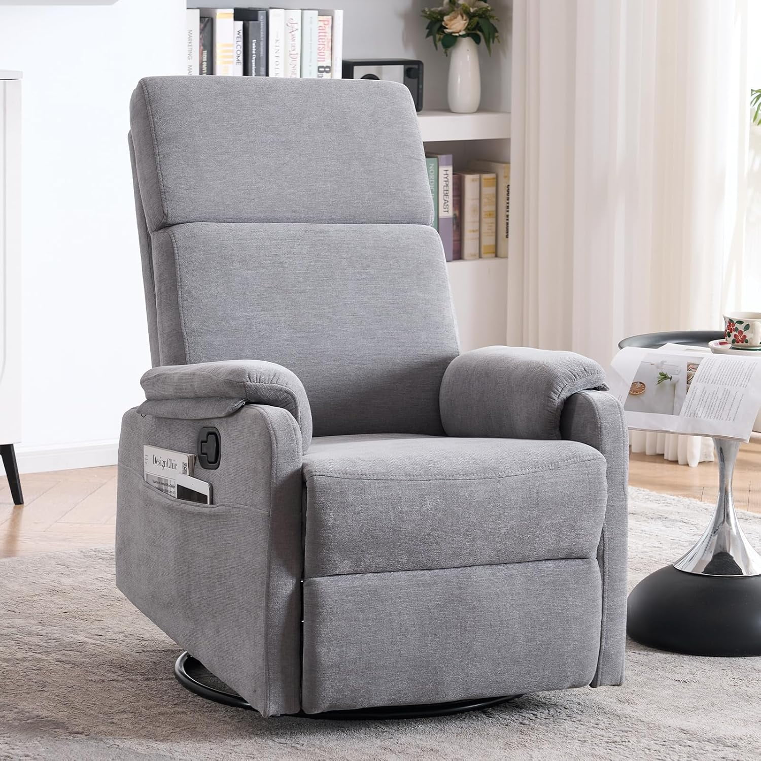 Recliner Chair for Adults, 360° Swivel Rocking Chair Nursery, Small ...