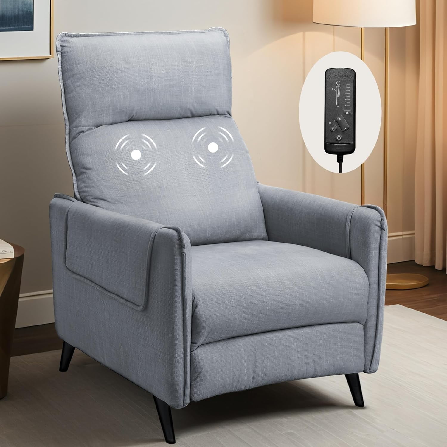 Recliner Chair for Adults, Massage Fabric Small Reclining Chair Home ...