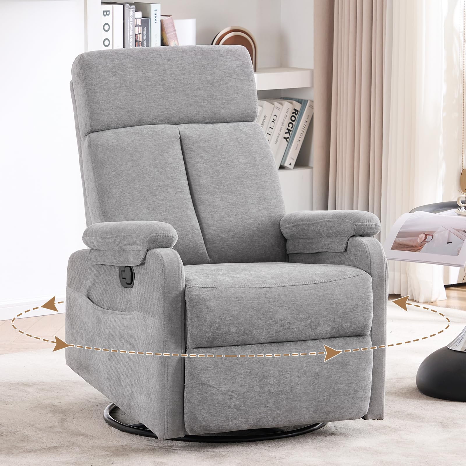 Recliner Chair for Adults,Swivel Rocking Chair Nursery,Small Rocker ...