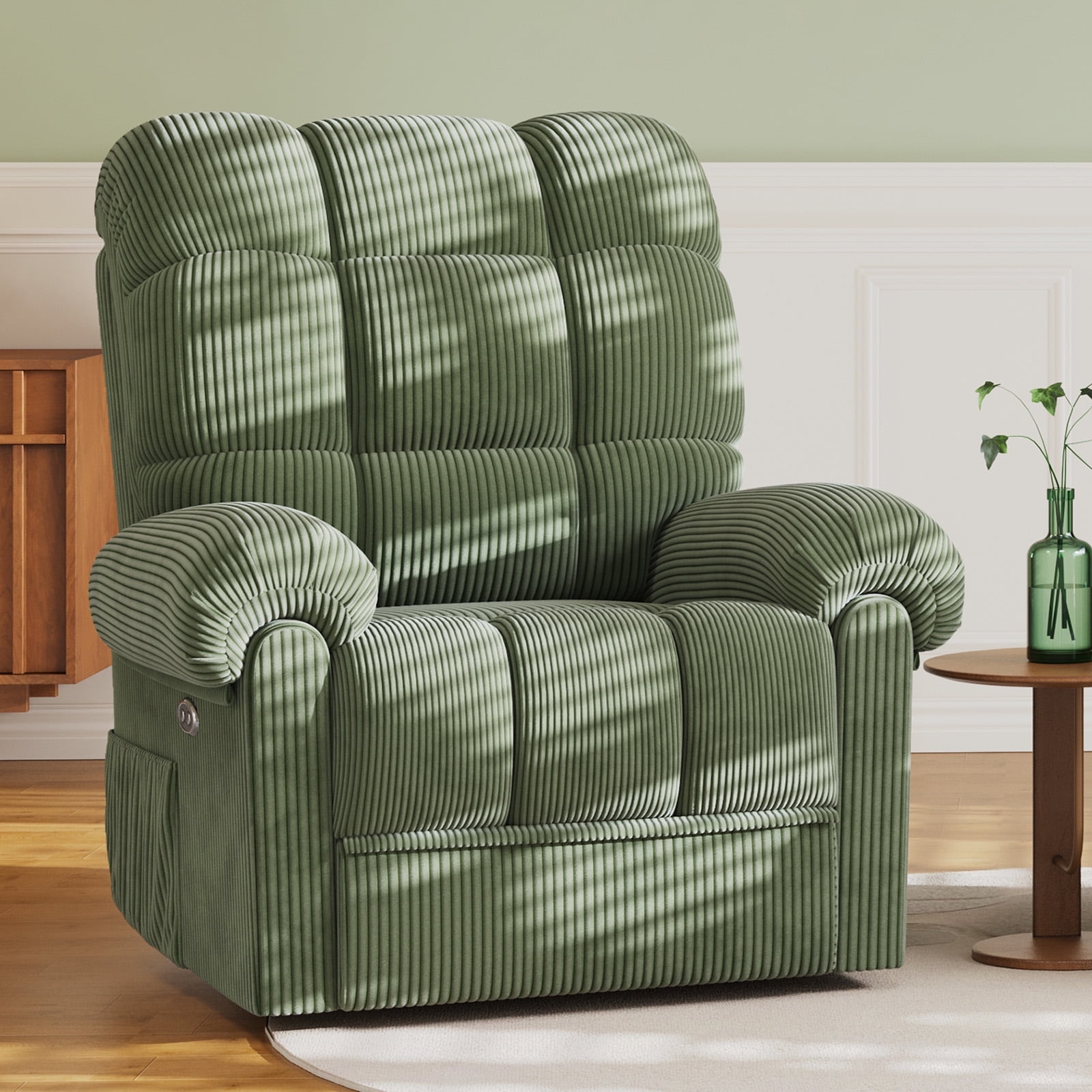 Recliner Chair,Corduroy Electric Recline Sofa Chair for Adults with USB ...