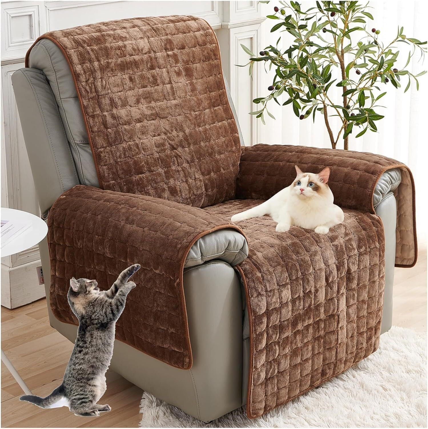 Recliner Chair Covers Plush Recliner Slipcovers Armrest Covers Headrest ...