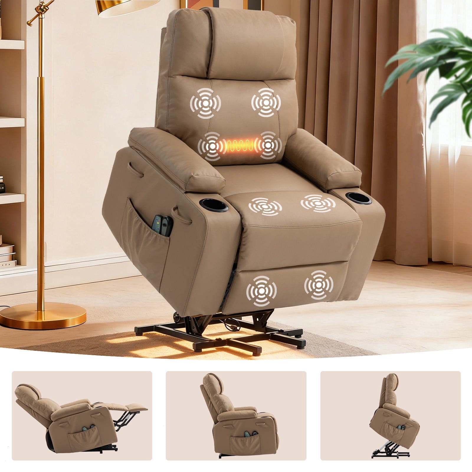 Electric Power Lift Recliner Chair for Elderly with Heat & Massage,160 ...