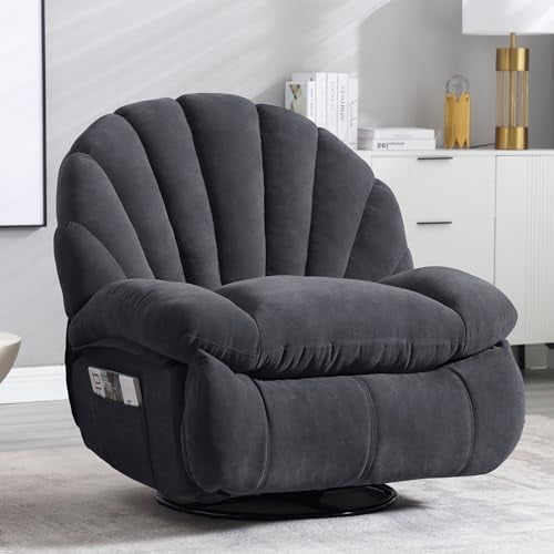 Recliner Chair Massage Rocker Swivel Heated, Comfortable Soft Fabric ...