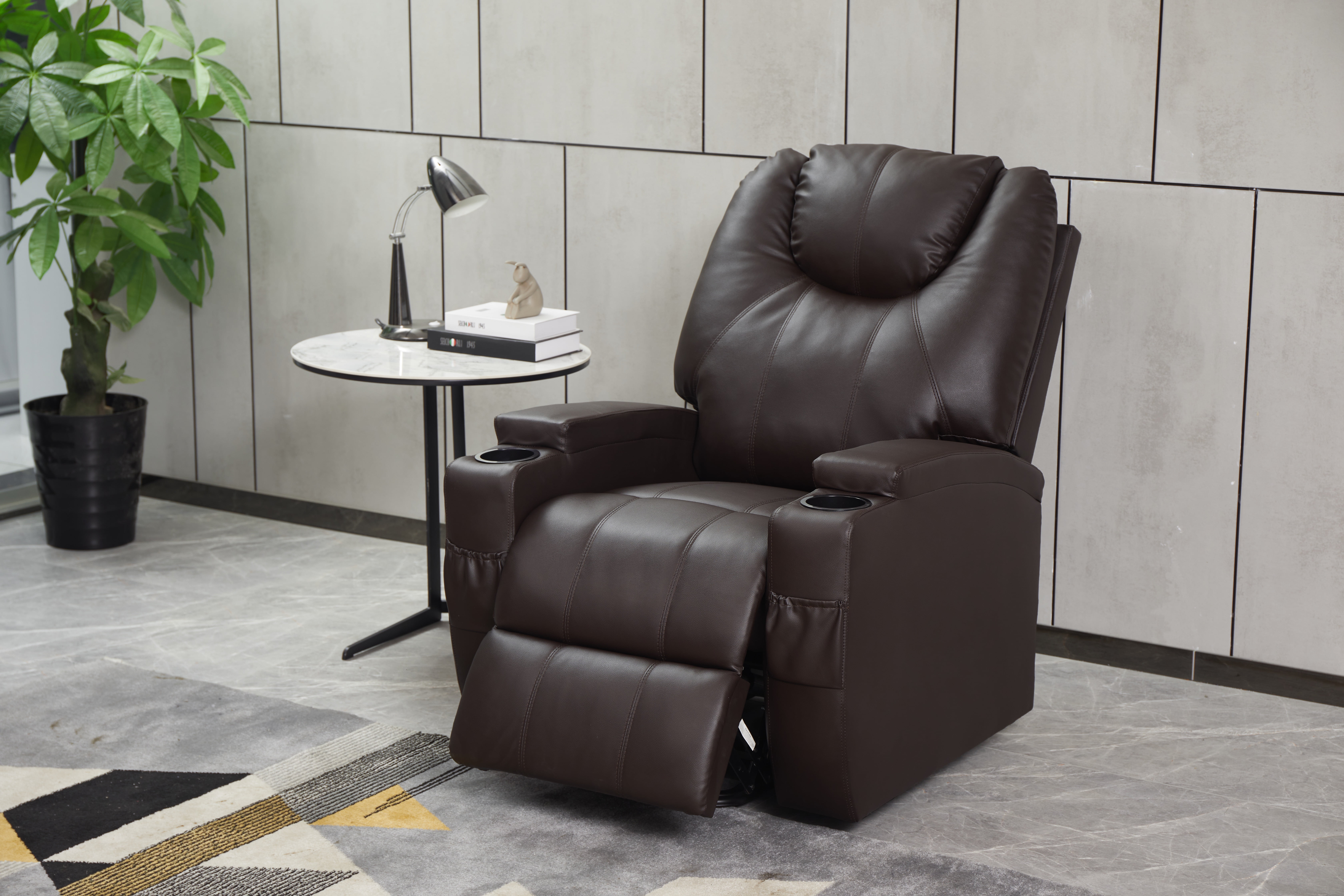 Recliner Chair Modern Recliner Sofa Faux Leather Recliners with Cup ...