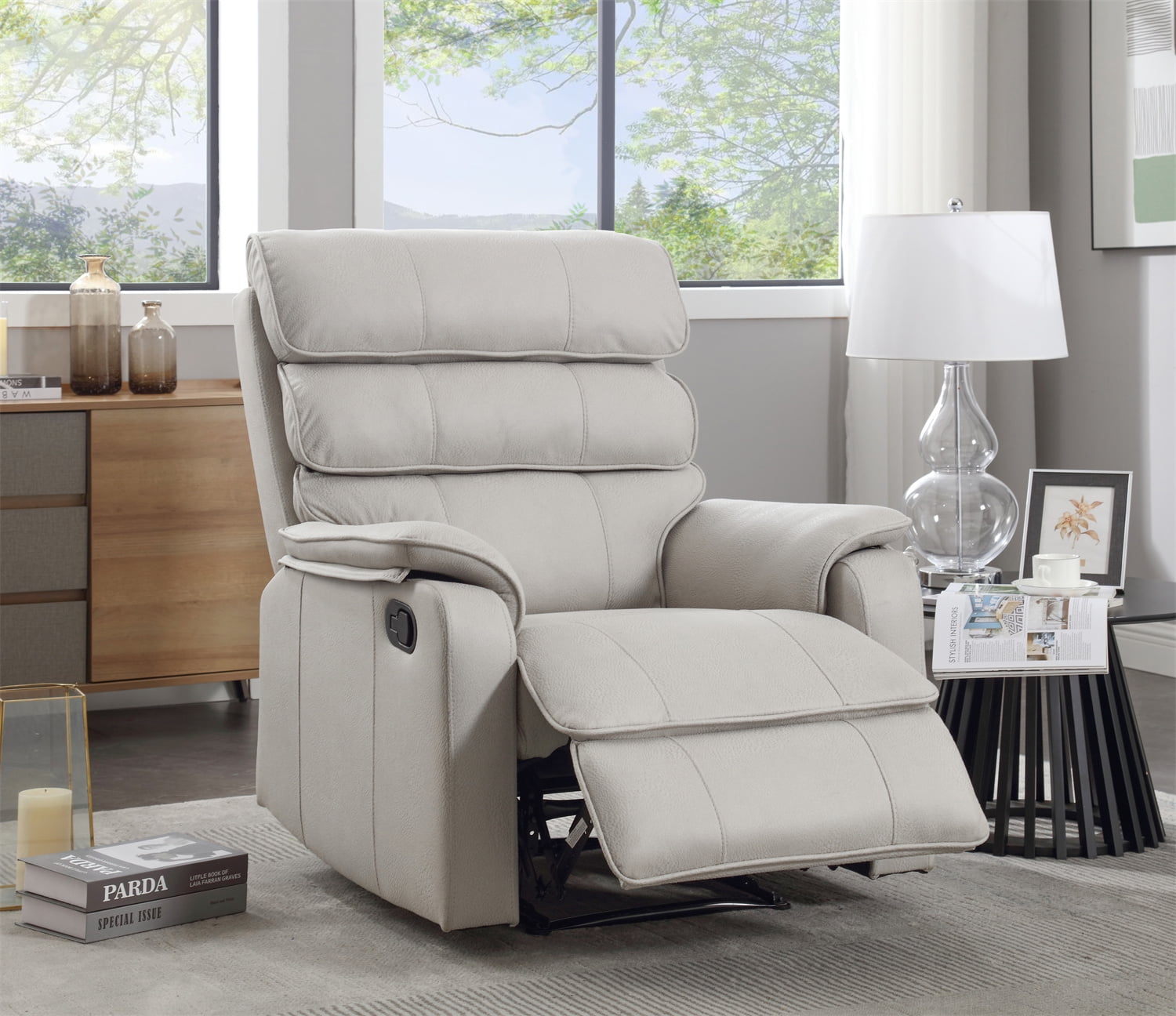 Recliner Chair with Over stuffed Arm and Back, Breathable Faux Leather ...
