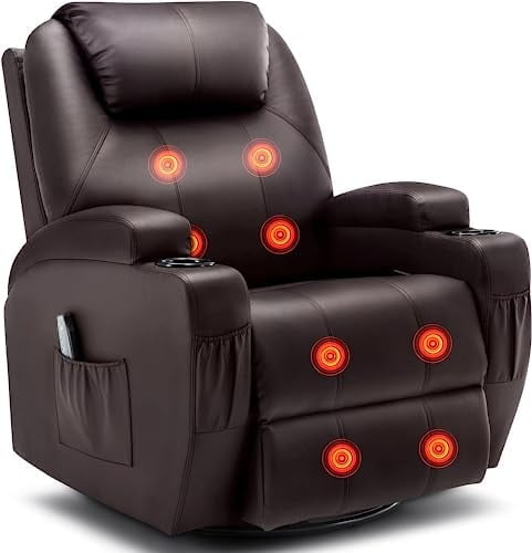 Recliner Chair, Rocking Chair with Massage and Heat, 360° Swivel ...