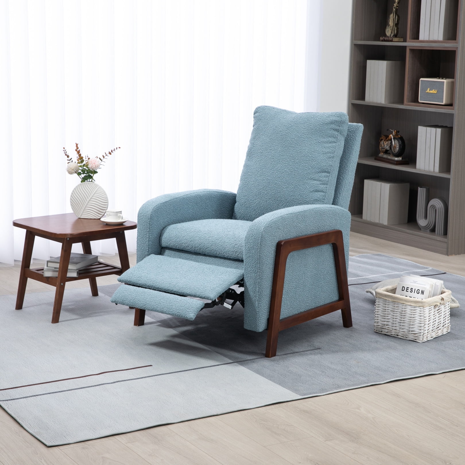 Recliner Chair, Single Sofa Chair with Adjustable Backrest and Footrest ...