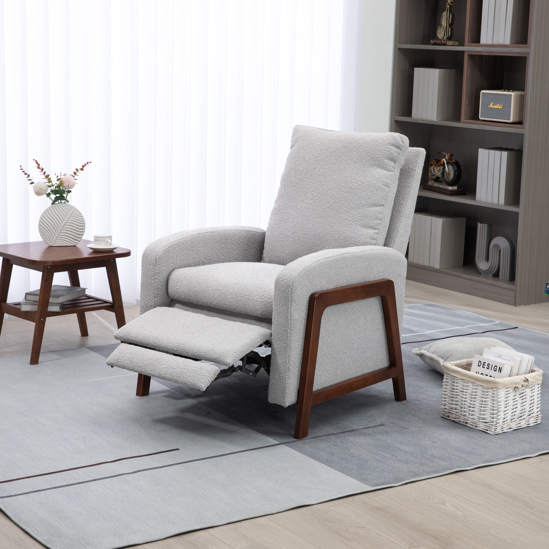 Recliner Chair, Single Sofa Chair with Adjustable Backrest and Footrest ...