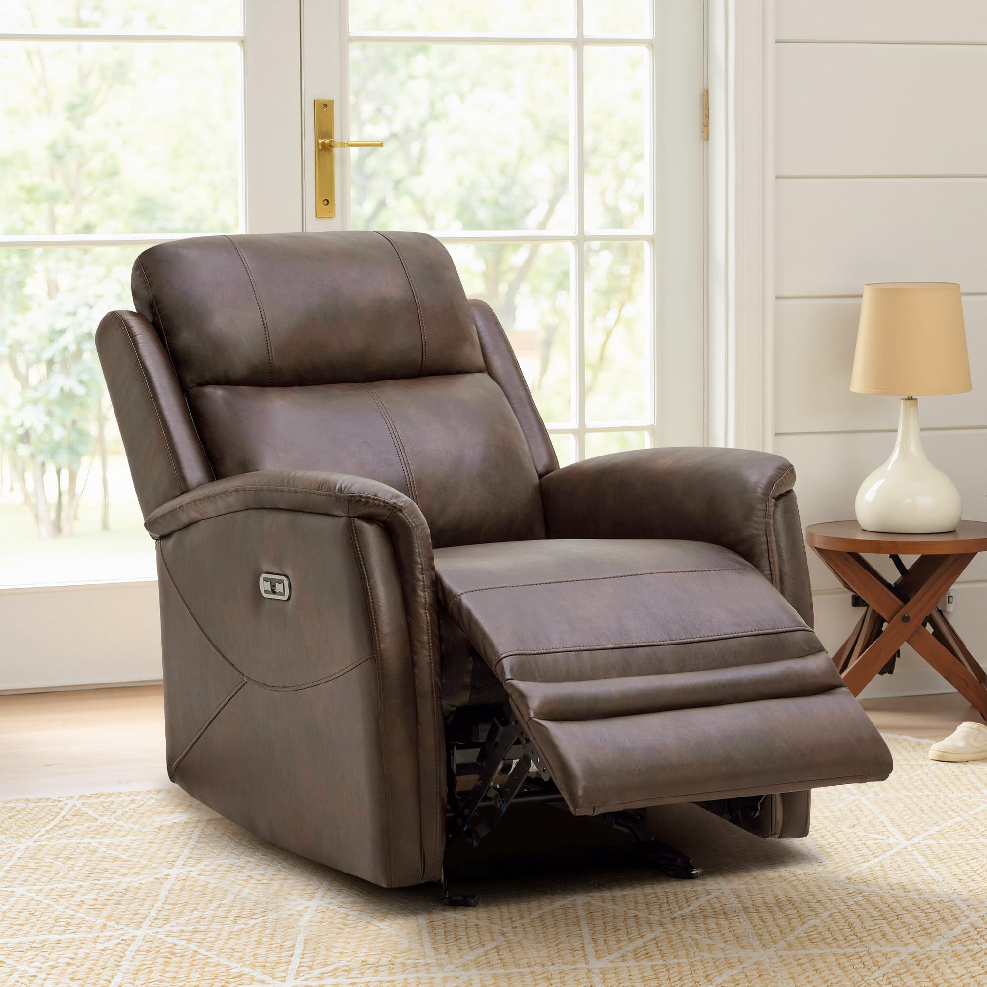 Recliner Chair with USB & Type-C Port Faux Leather Recliner Chairs for ...