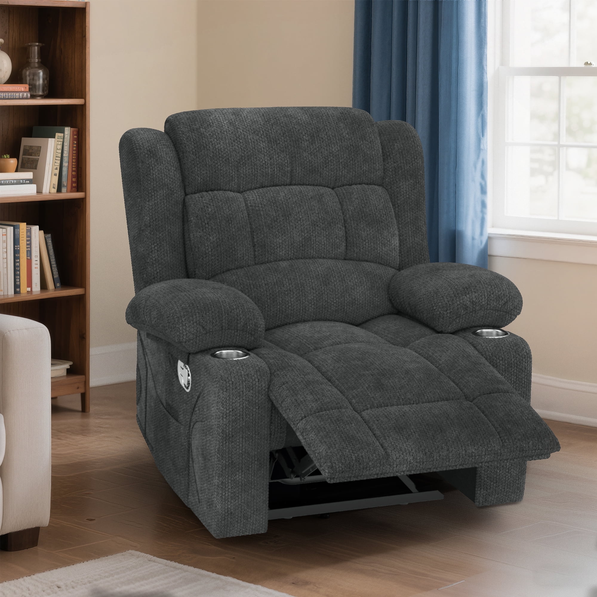Loberfve Recliner Chair for Adults, Oversized Fabric Manual Pull Tab ...