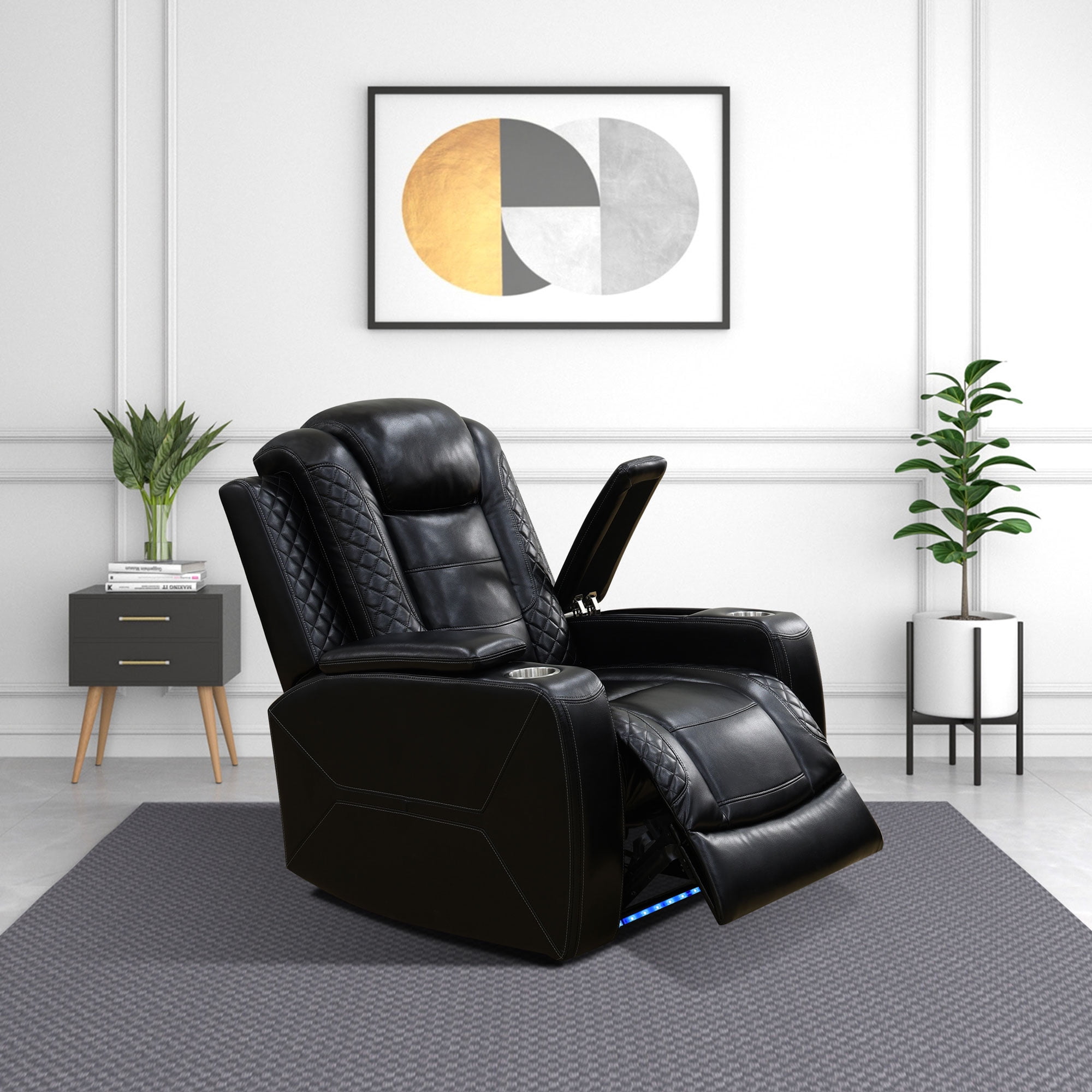 Recliner Chair with LED Lights, Living Room Furniture Set, Breathing ...