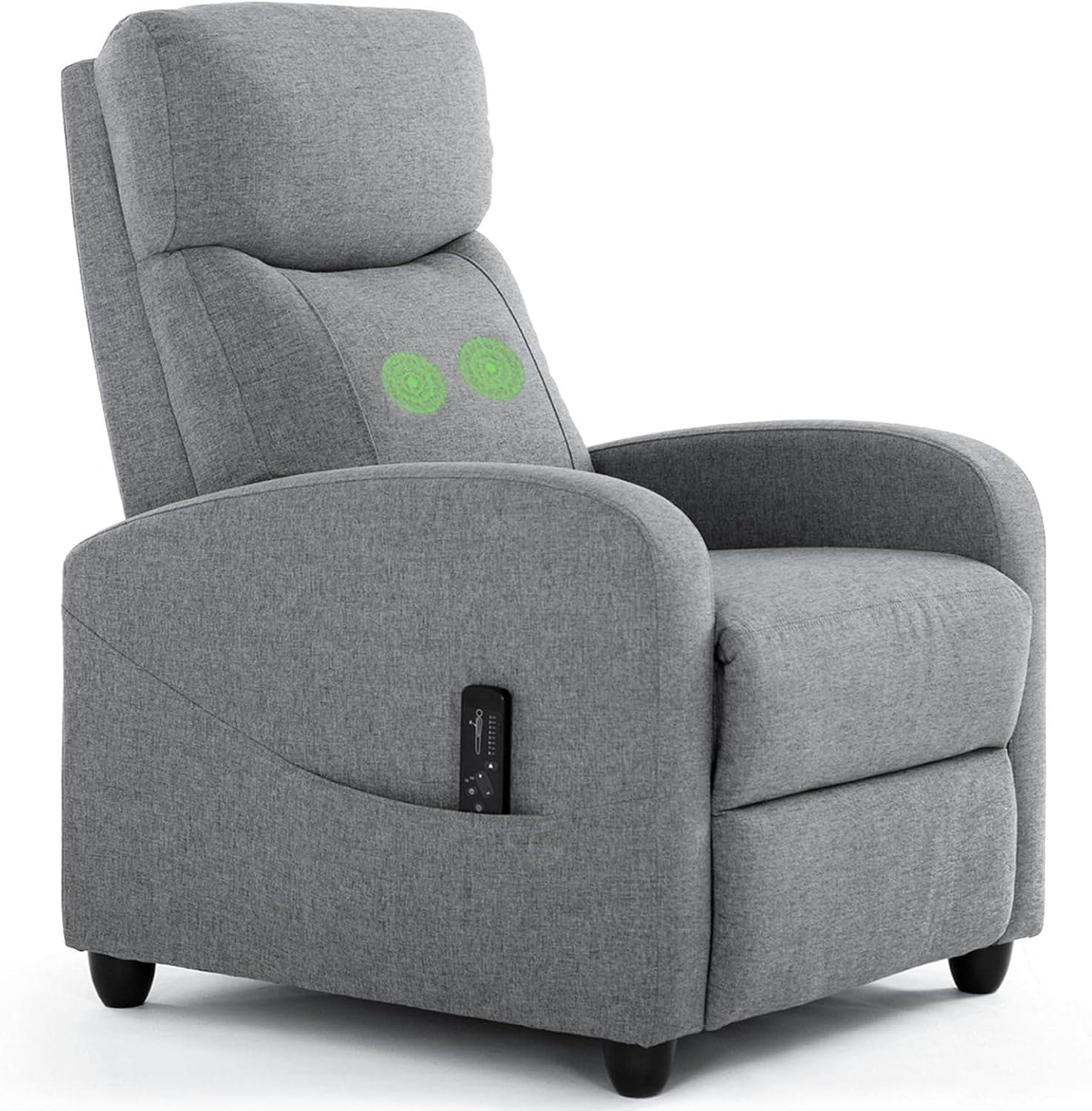 Recliner Chair with Massage and Lumbar Support, Small Fabric Home ...