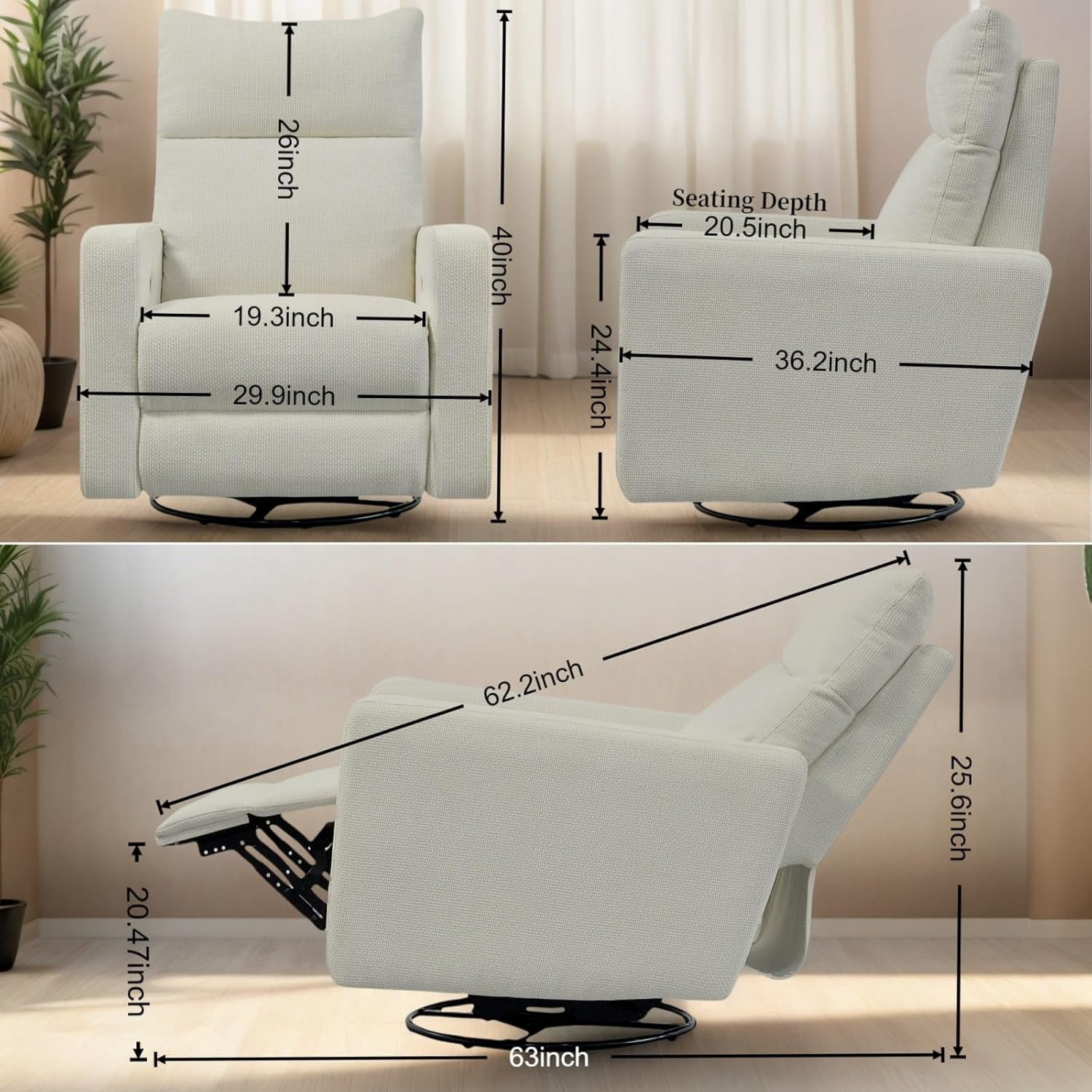 Recliner Chair with Swivel Function for Adults, Nursery and Living Room ...