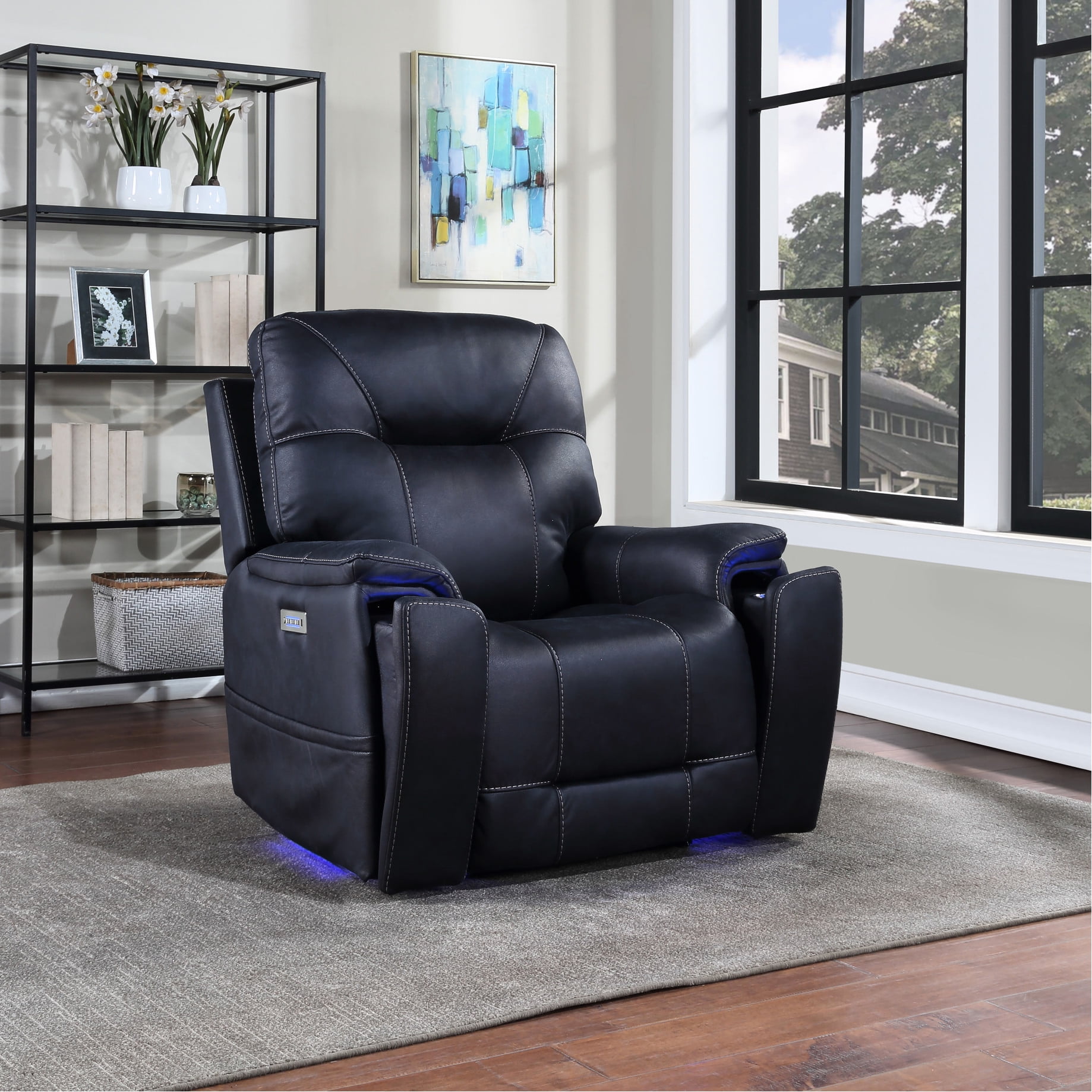 Recliner With Feature & Lighted Cupholders - Transitional Design ...