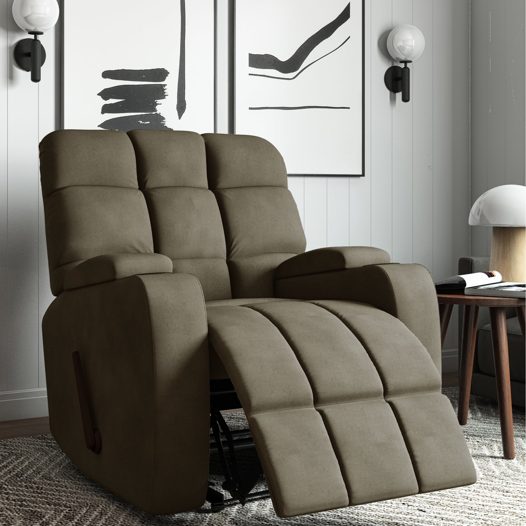 Recliner In Elegant Sage Gray - Sinuous Springs For Exceptional Support ...