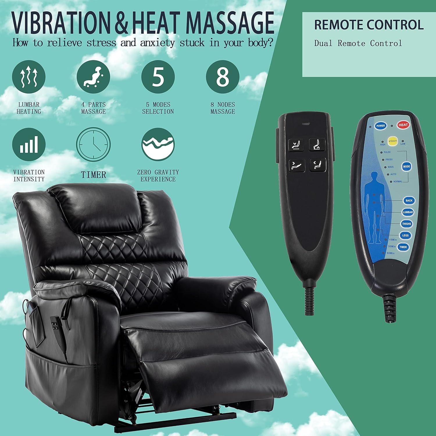 Recliner with Lift Assist for Seniors, Heavy Duty Lay Flat Recliner 180 ...