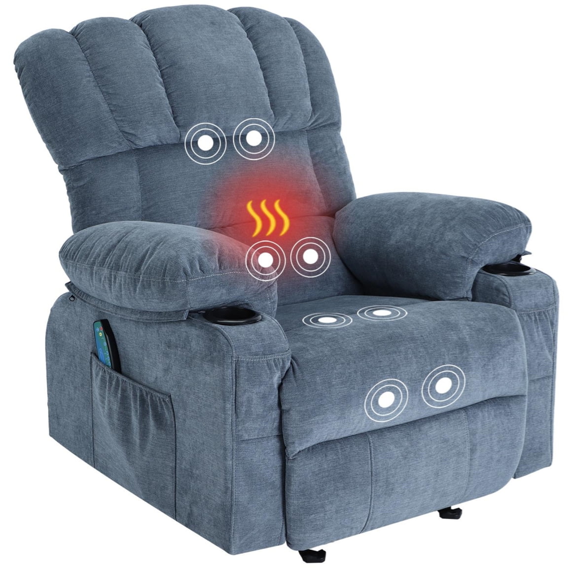Recliner, Massage Chair with USB and Side Pocket 2 Cup Holders, Massage ...
