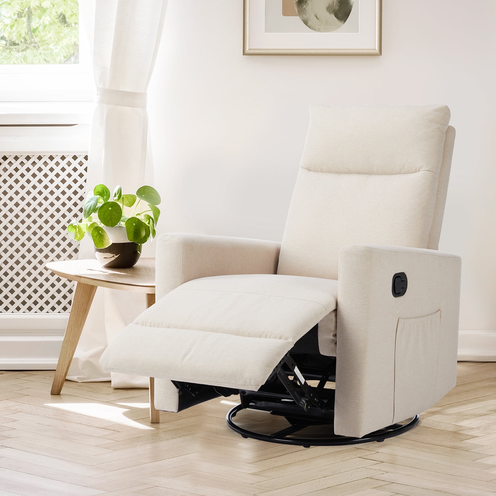 Recliner Message Chair with Footrest, Swivel Rocking Glider, High Back ...