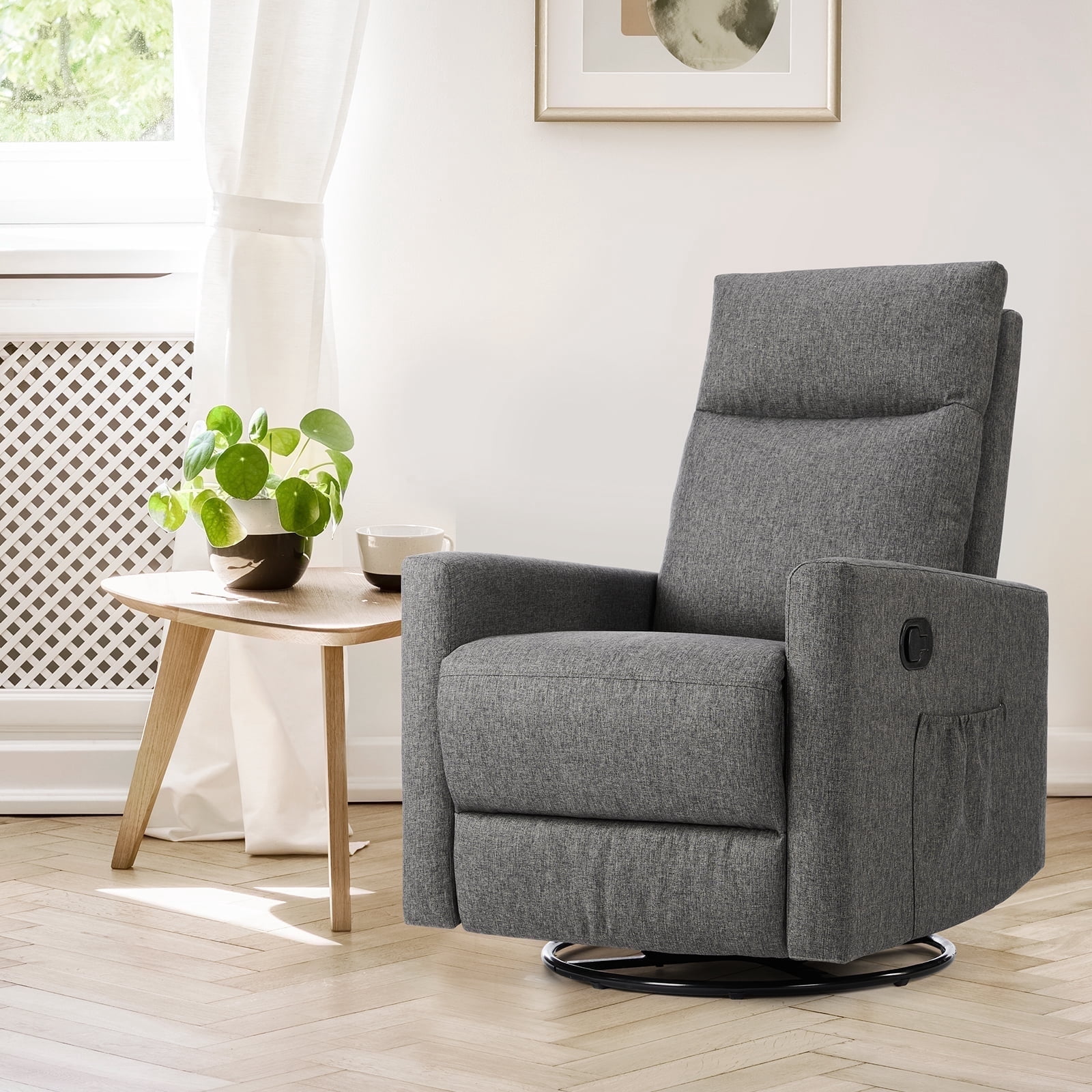 Recliner Message Chair with Footrest, Swivel Rocking Glider, High Back ...