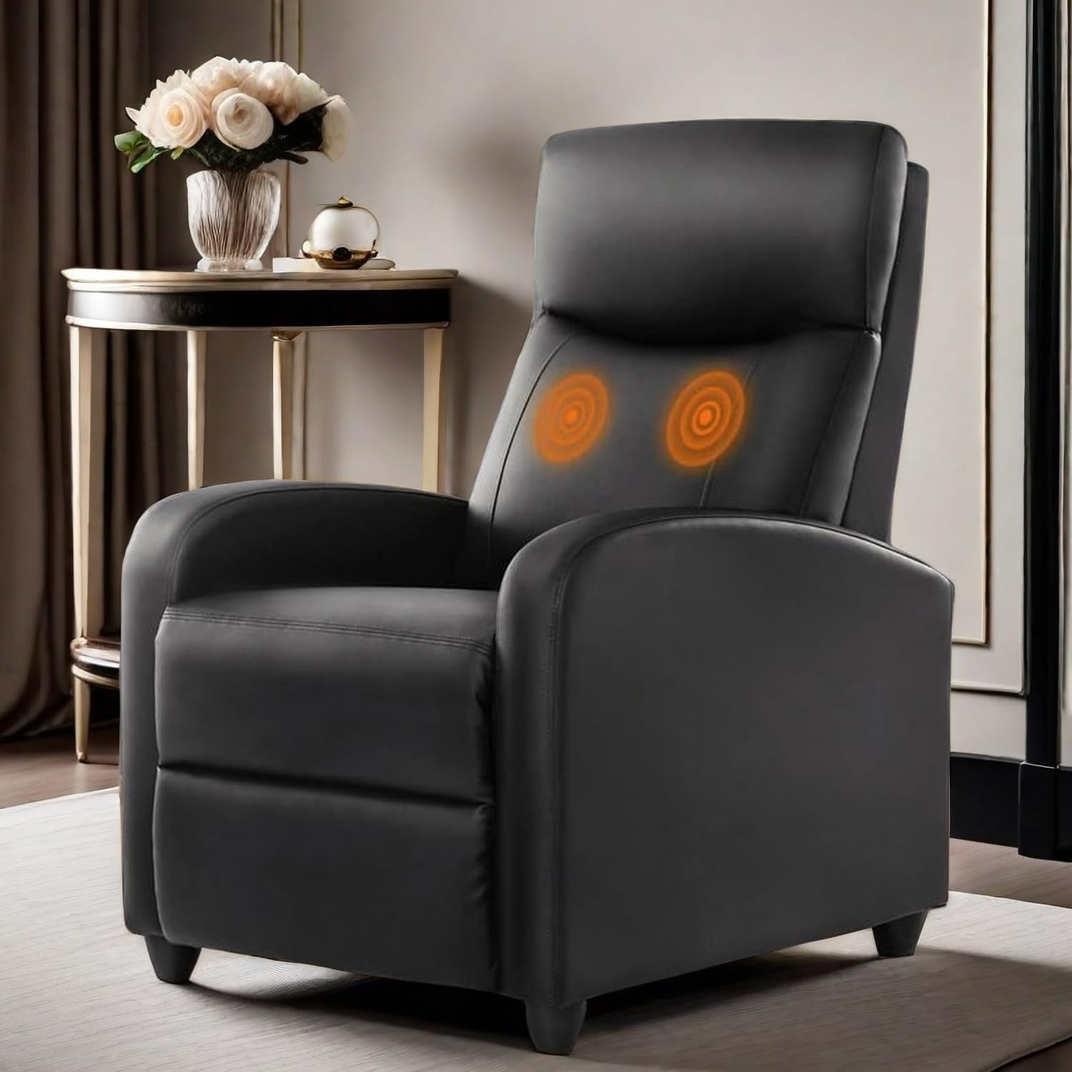 Recliner Single Chair, Leather Reclining Sofa Set for Living Room ...